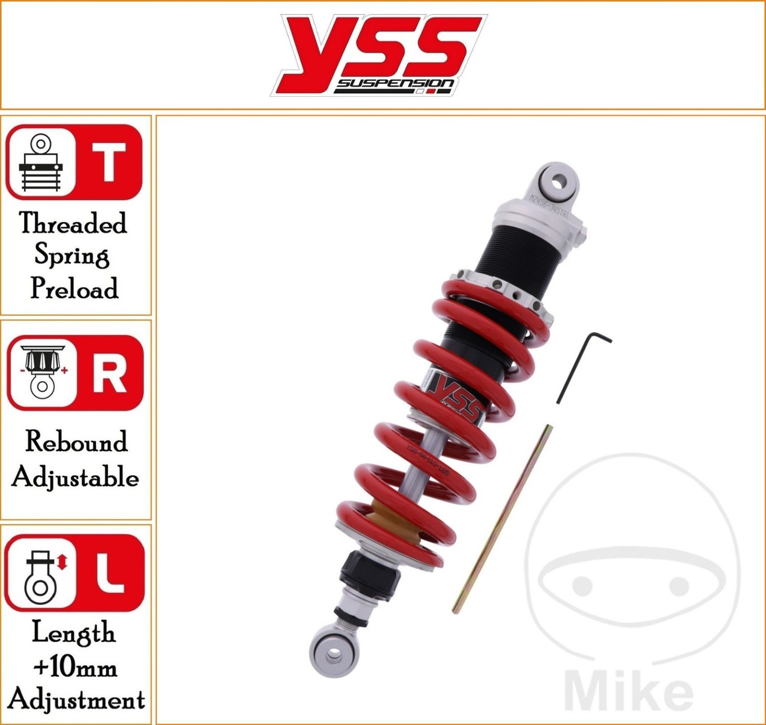 YSS 345 mm Standard Rear Mono Emulsion Gas Shock Top Line | WizBiz