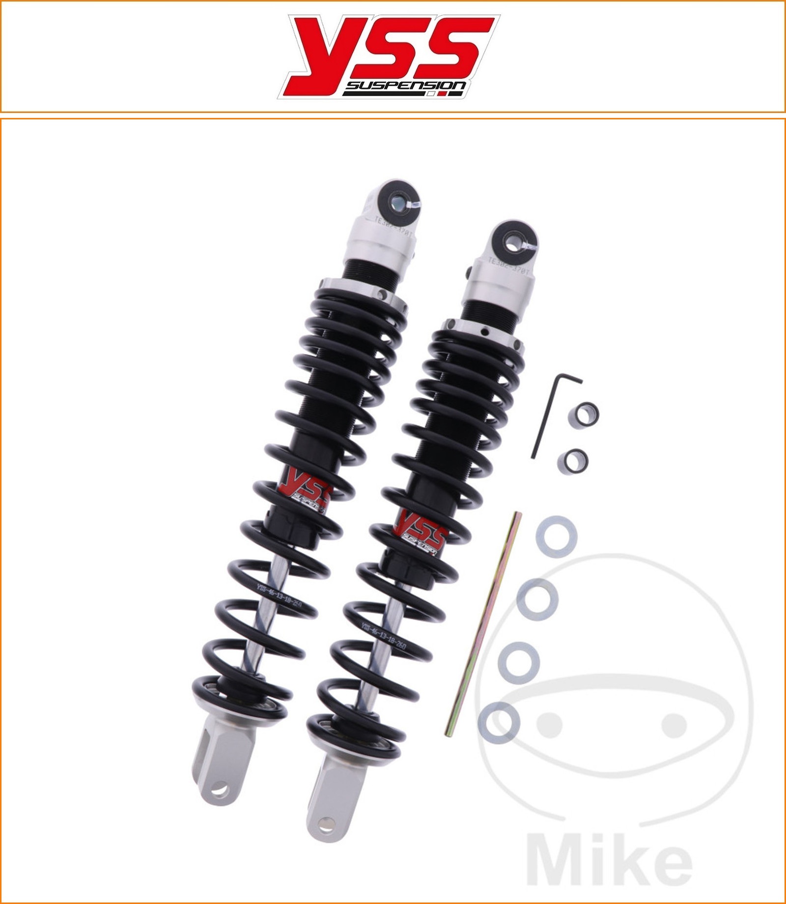 YSS 370 mm Standard Rear Twin Scooter Emulsion Gas Shock Eco Line | WizBiz