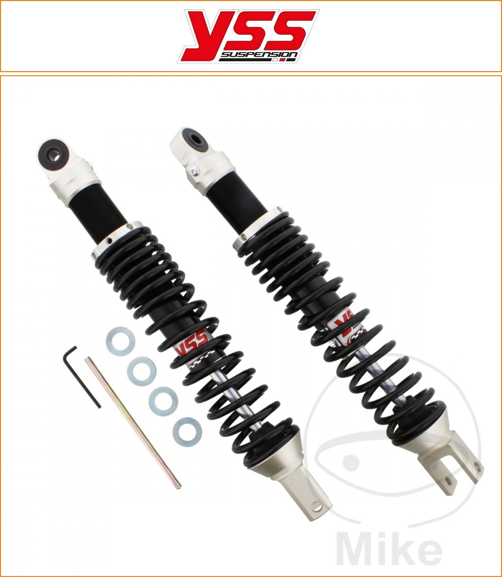 YSS 390 mm Standard Rear Twin Scooter Emulsion Gas Shock Eco Line | WizBiz