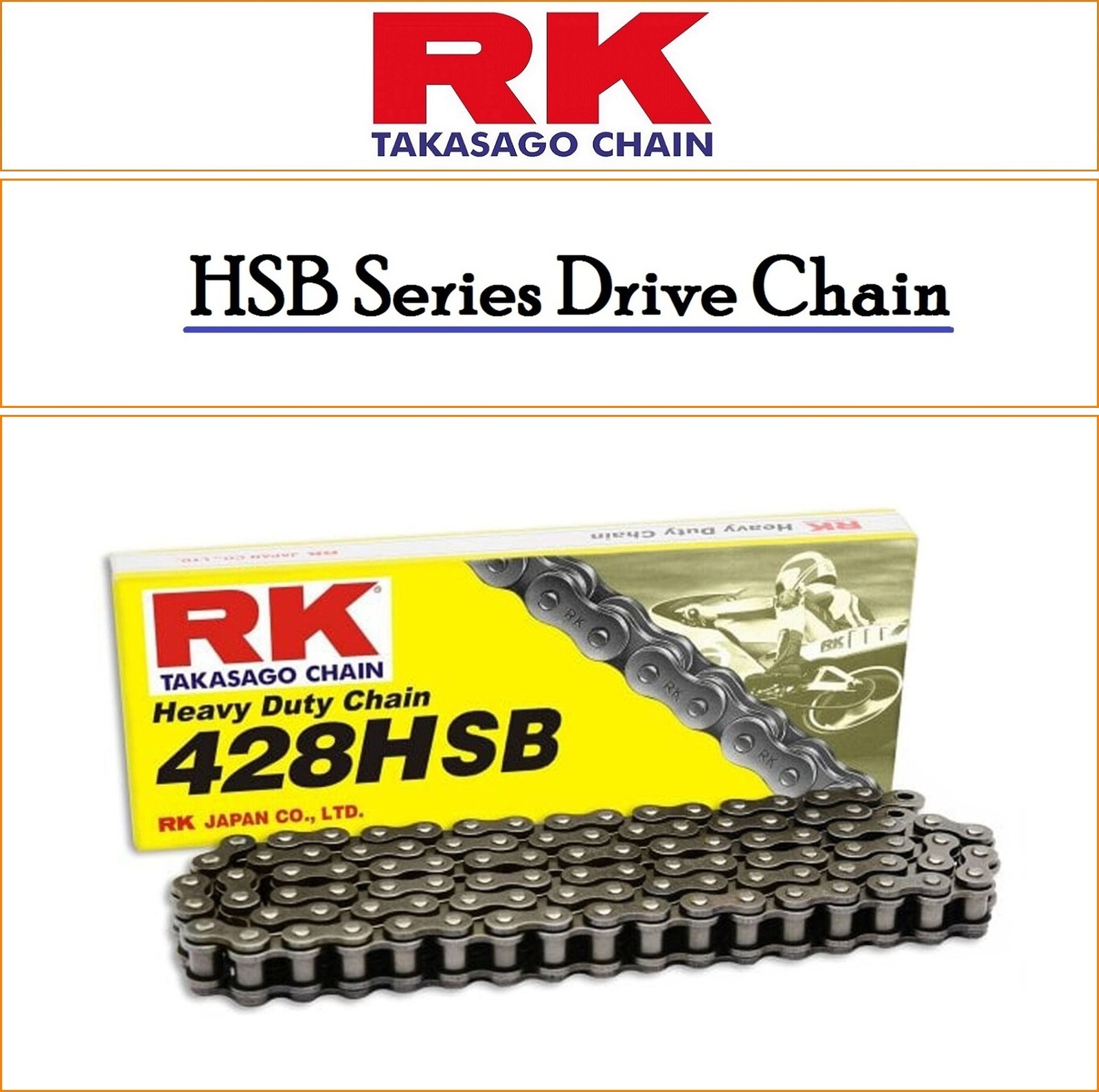 Chain and Sprocket Kit With a RK HSB 428 Pitch 136 Link Steel Chain ...