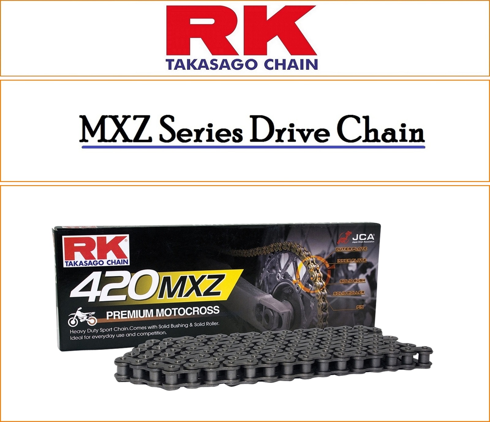 RK MXZ 420 Pitch 108 Link Steel Chain | WizBiz