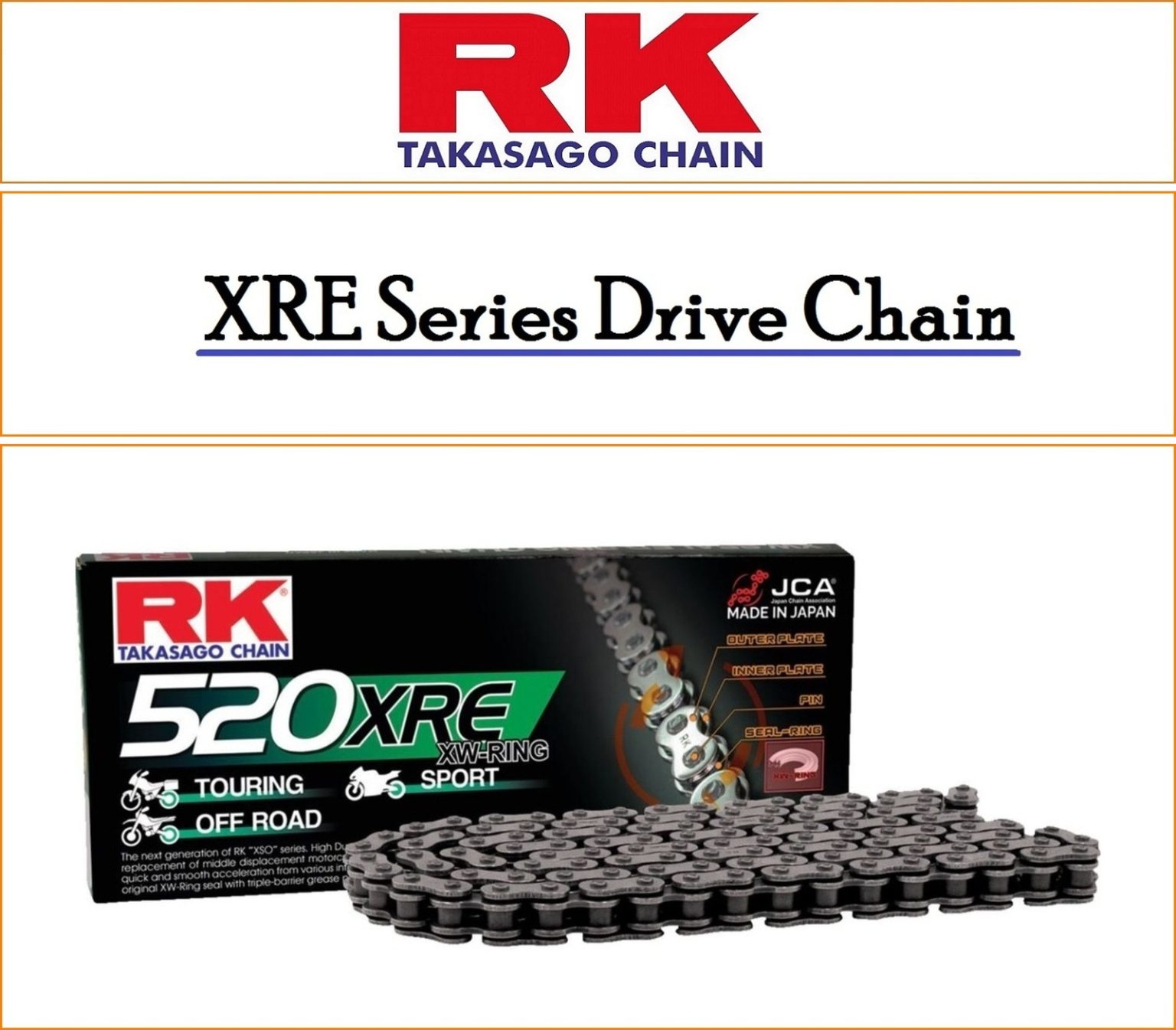 RK XRE 520 Pitch 116 Link Steel Chain | WizBiz