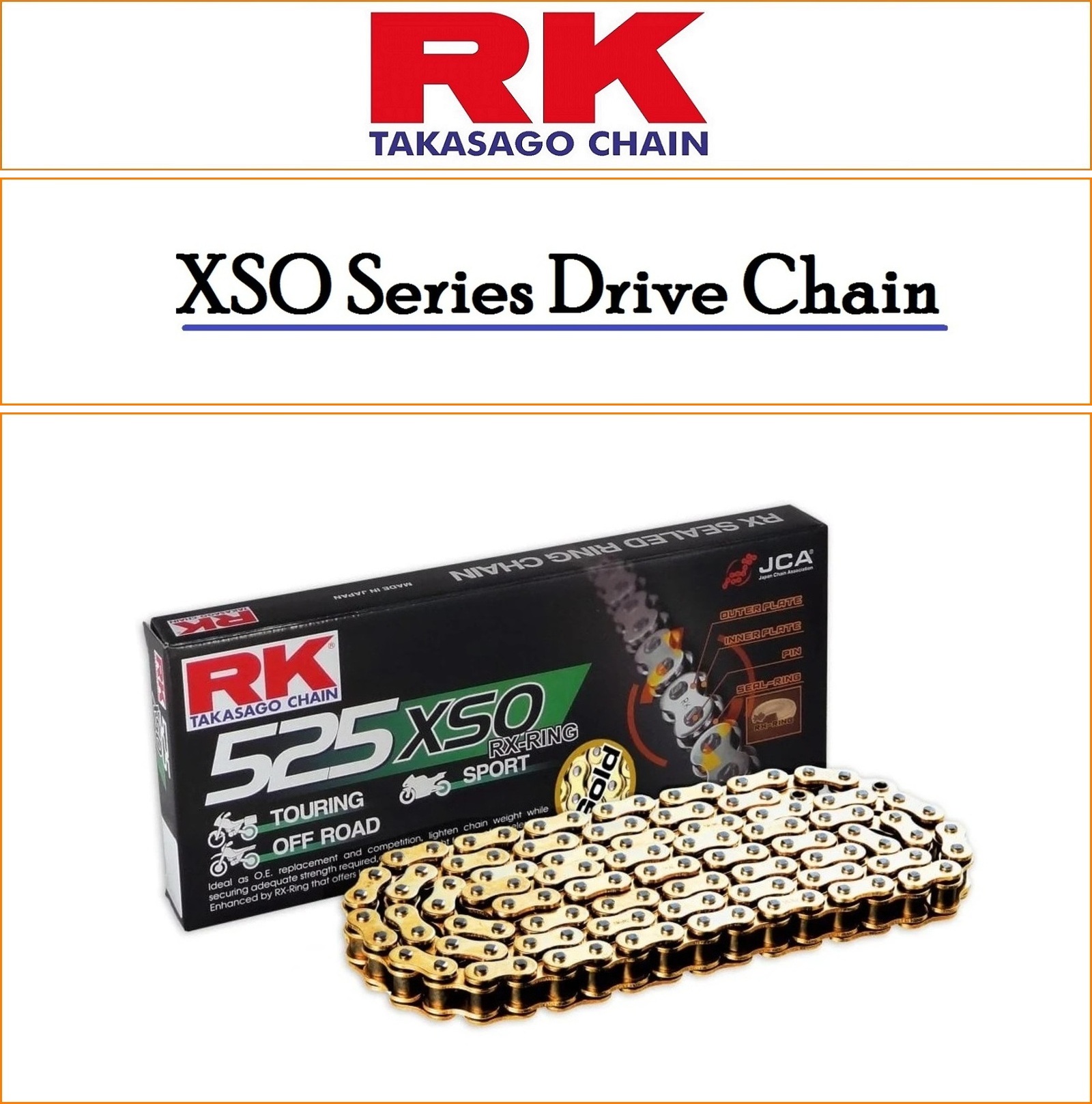 RK XSO 525 Pitch 124 Link Gold Chain | WizBiz